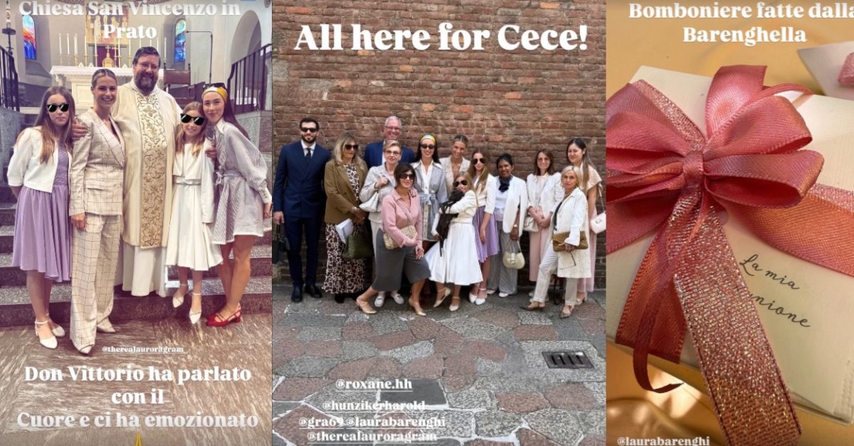 Michelle Hunziker in tailleur per la Comunione di Celeste. La famiglia ...