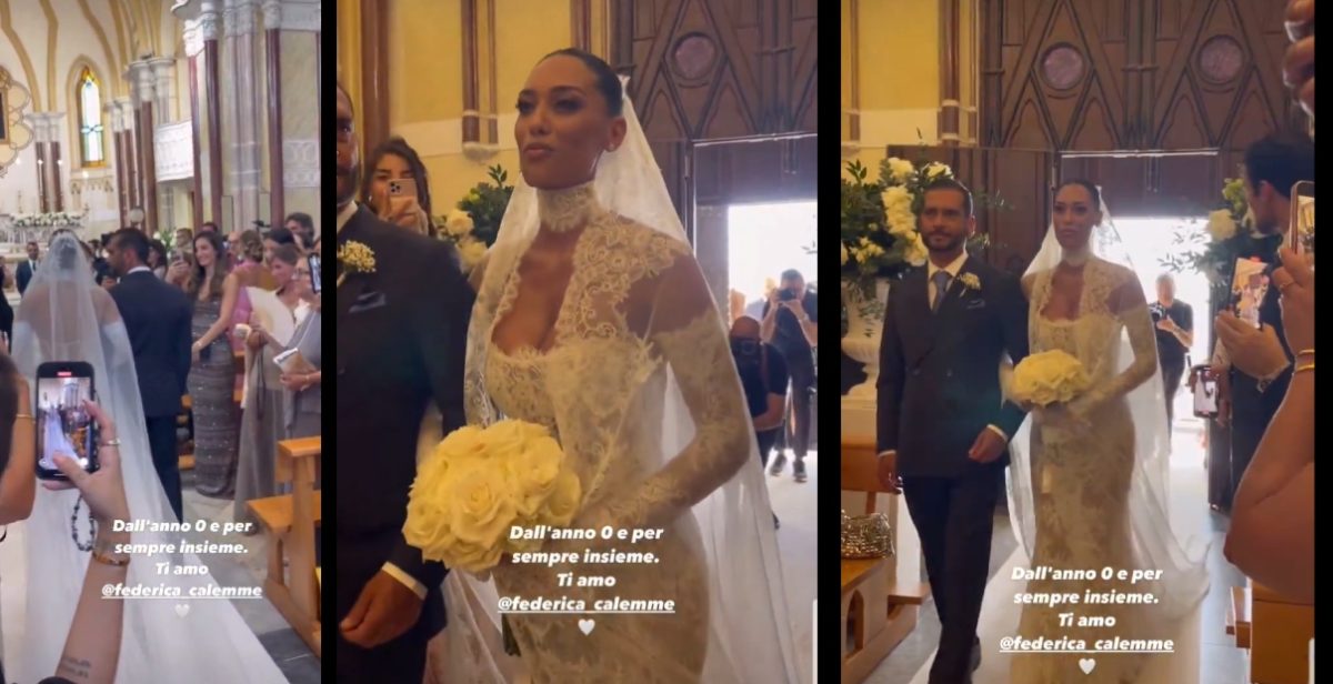 E' bellissima Federica Calemme nel suo abito da sposa pizzi e trasparenze: il video del ...