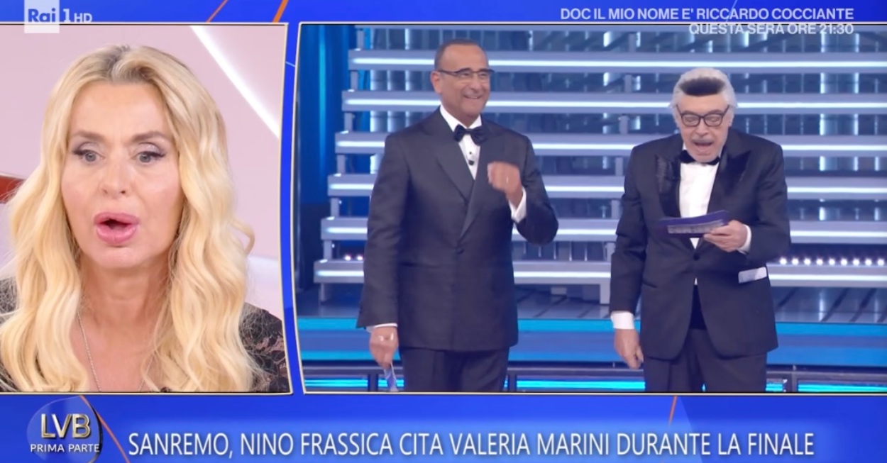Valeria Marini piange per la battuta di Nino Frassica a Sanremo ...